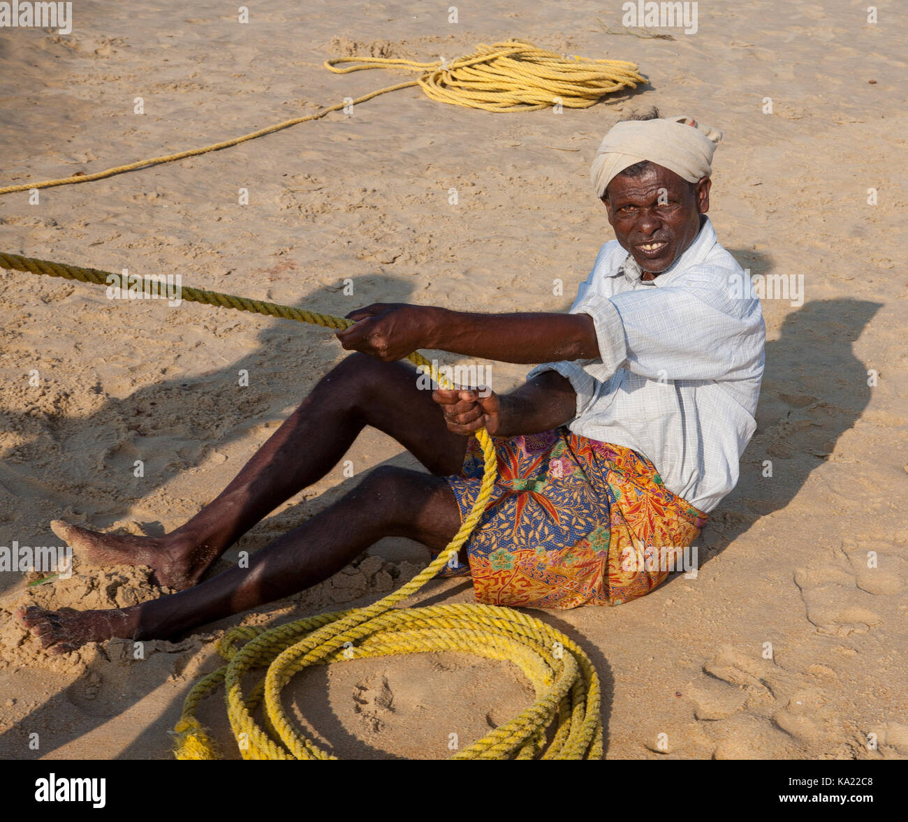 Rural residents in daily life. Closeup portrait of the fisherman on the ...