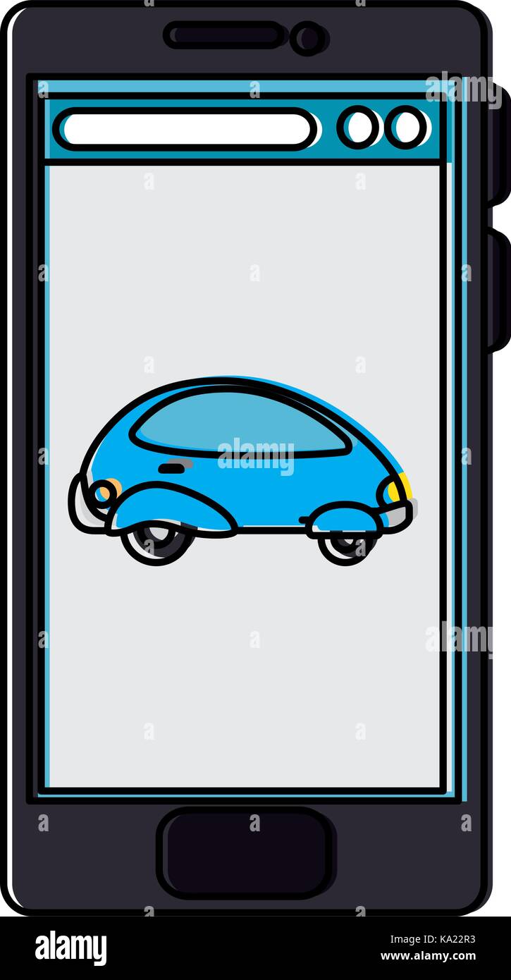 smartphone device with futuristic car Stock Vector Image & Art - Alamy