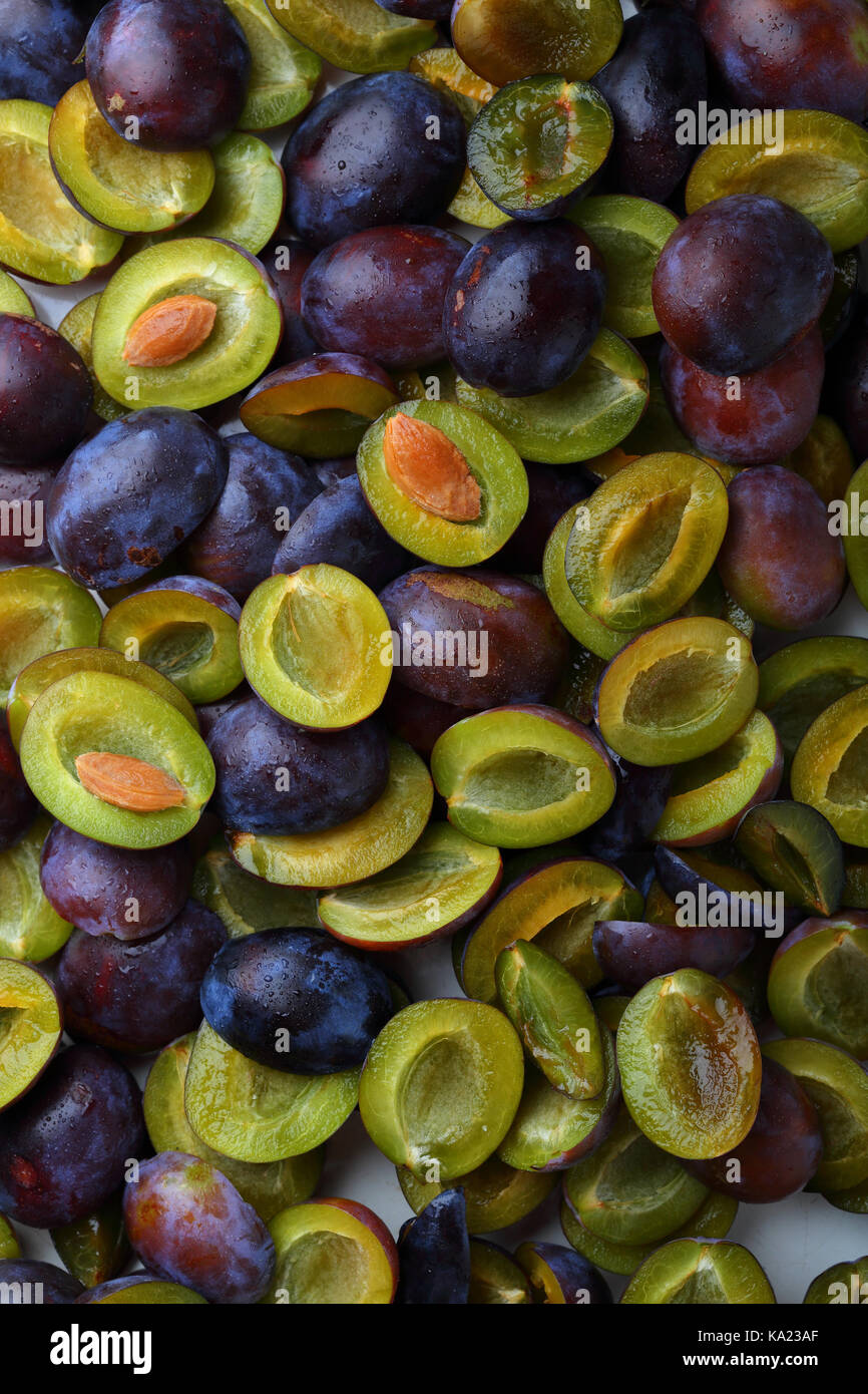 Raw plums for jam, food above Stock Photo - Alamy