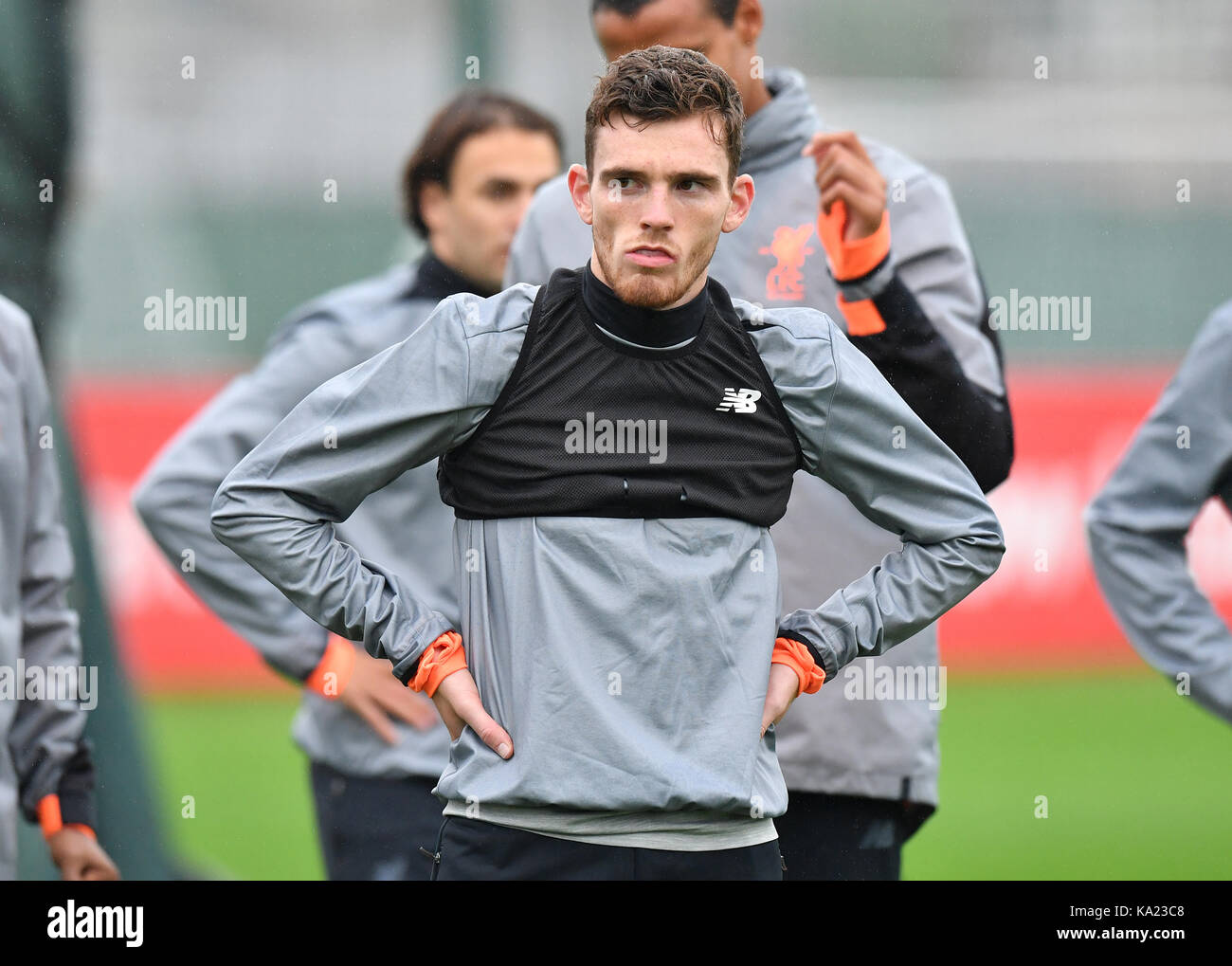 Liverpool's Andrew Robertson during the training session at Melwood ...
