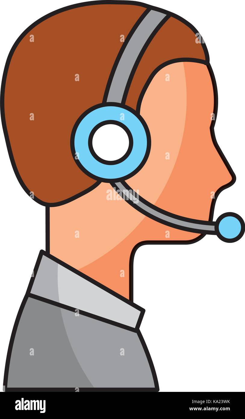 profile man operator of customer service with headset work Stock Vector ...