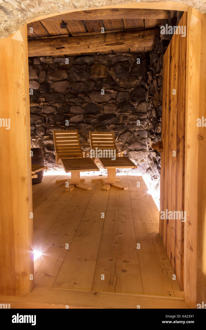 Relaxation area of a private sauna - Germany Stock Photo - Alamy