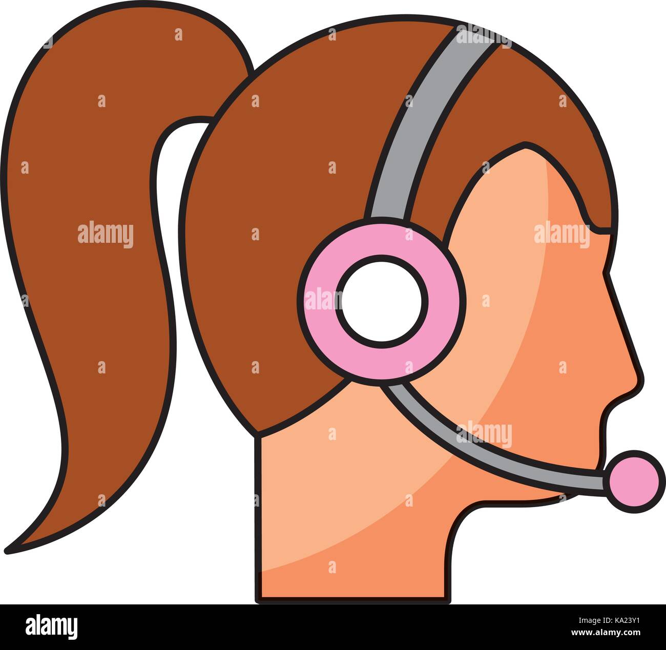 operator woman profile customer service wearing headphones and ...