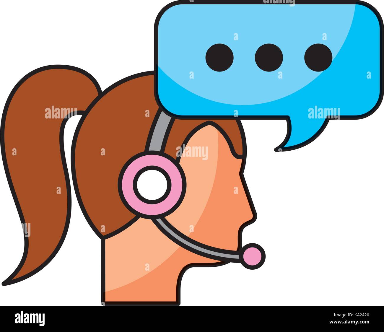 call center woman operator customer support and speech bubble Stock ...