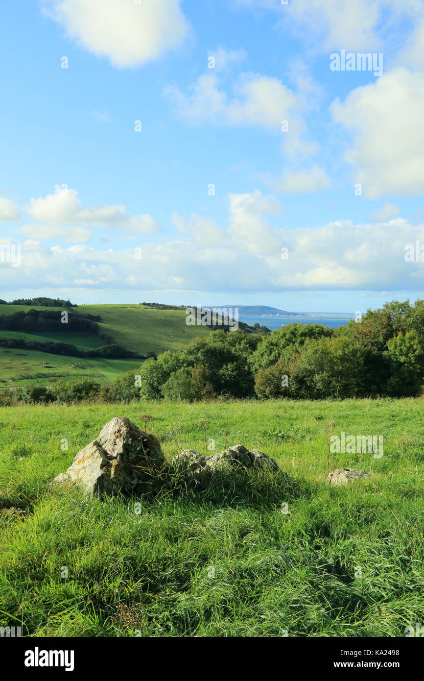 Poxwell Cairn with Portland in background,Dorset,UK Stock Photo - Alamy