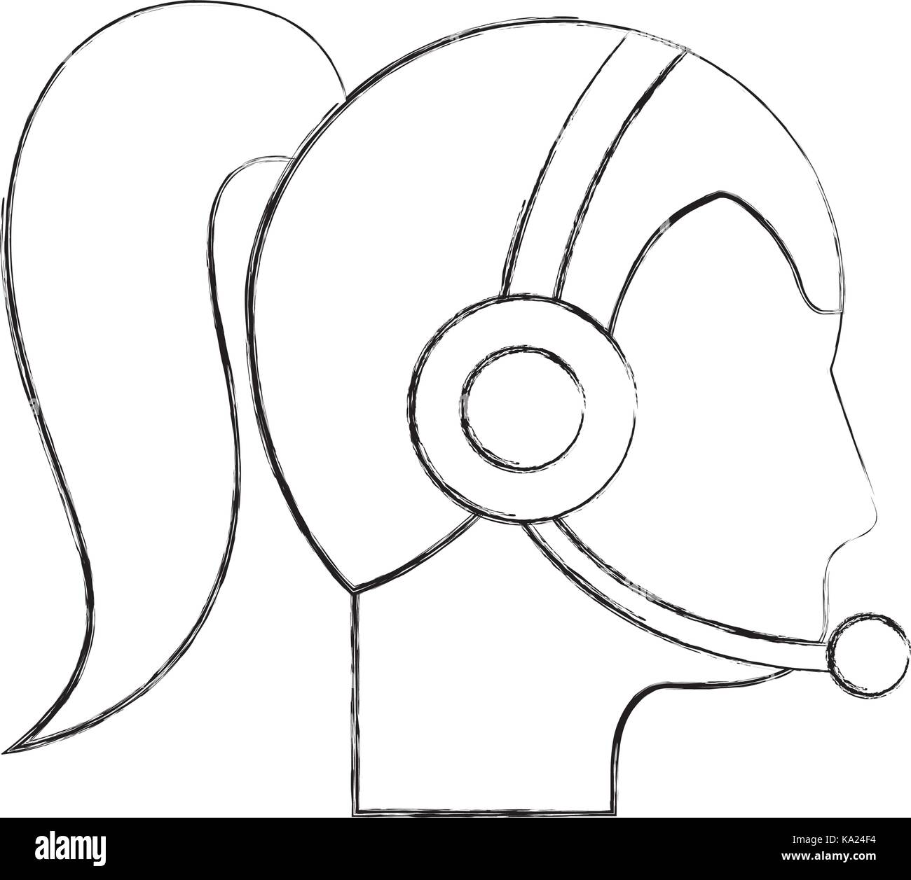 operator woman profile customer service wearing headphones and ...