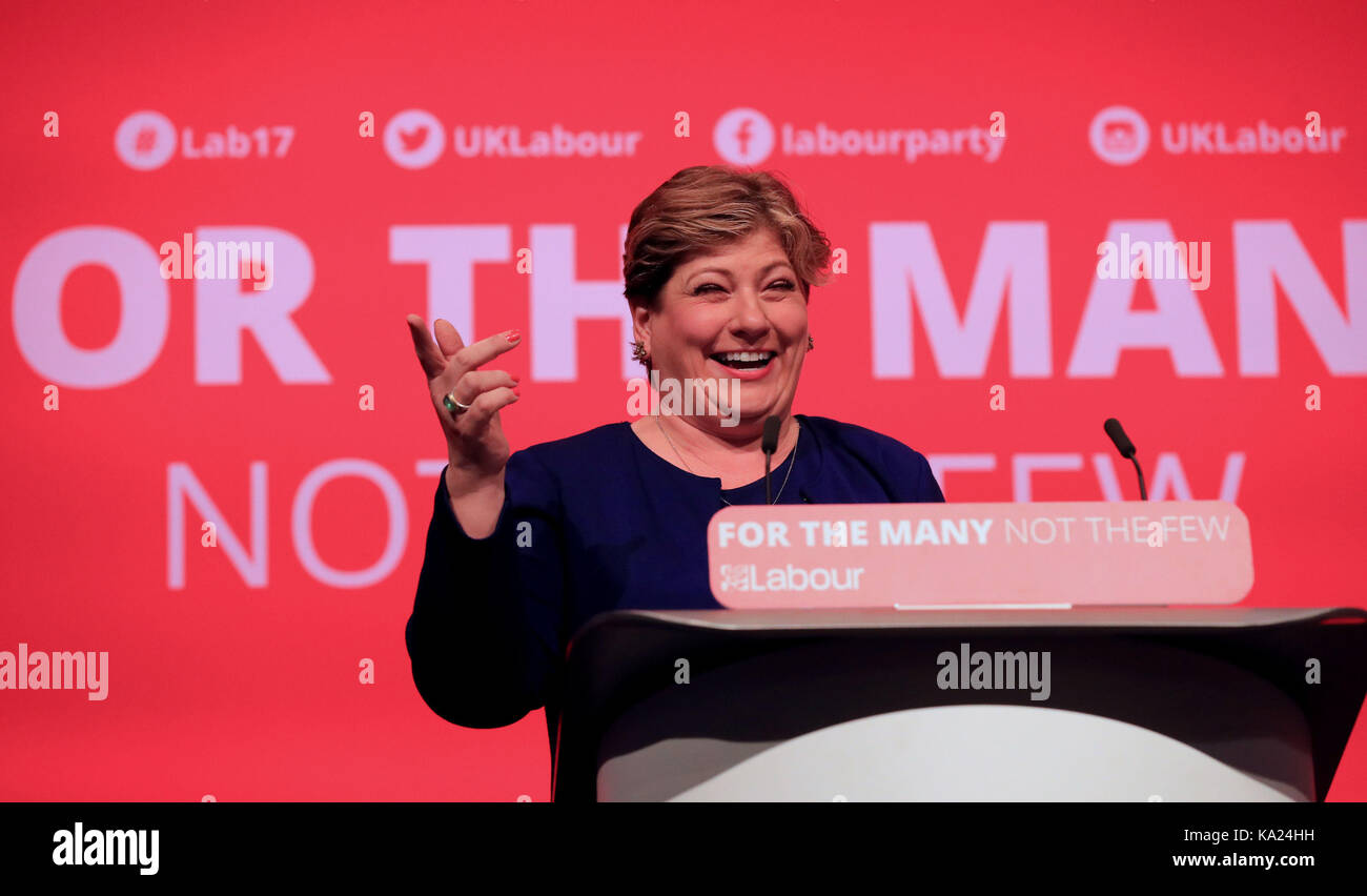 Shadow foreign secretary Emily Thornberry addressing the Labour Party ...