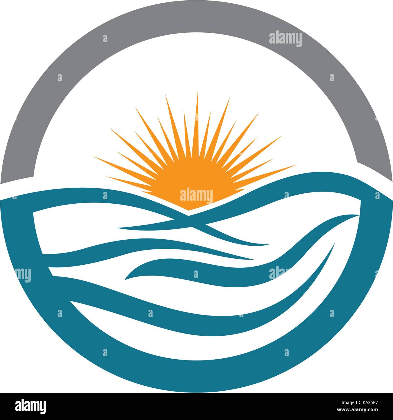sun Logo Icon Vector Template.Sun over horizon Stock Vector Image & Art ...