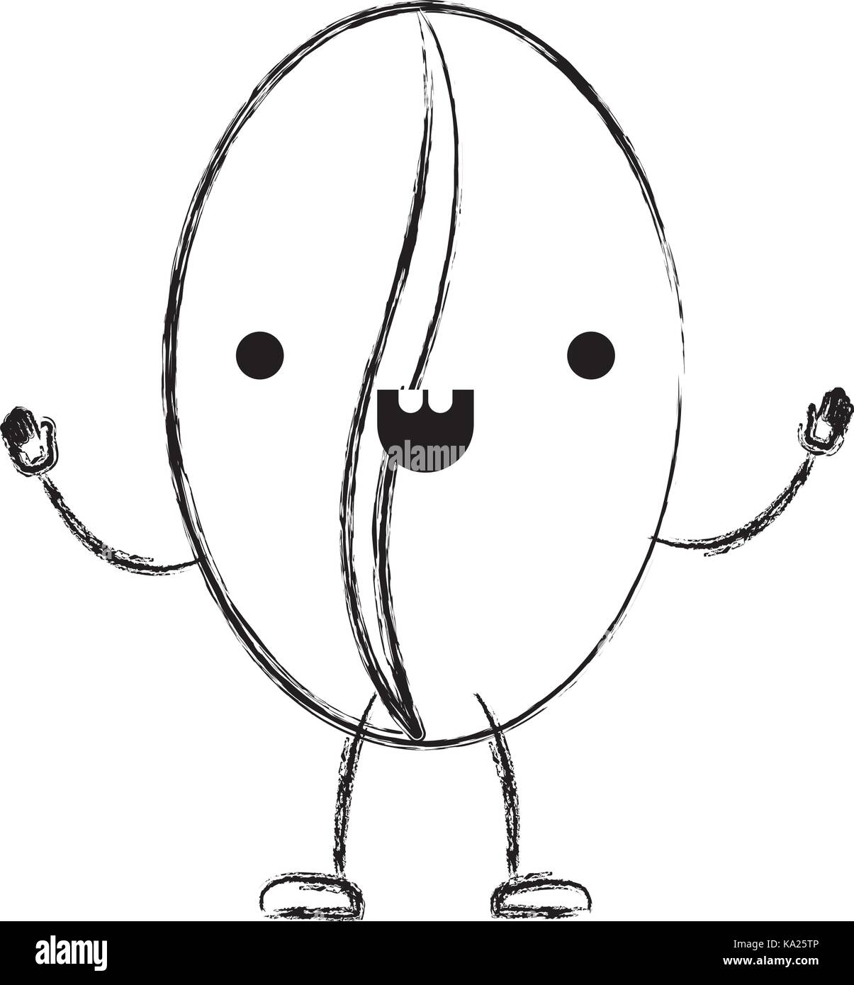 coffee seed cartoon monochrome blurred silhouette Stock Vector Image ...