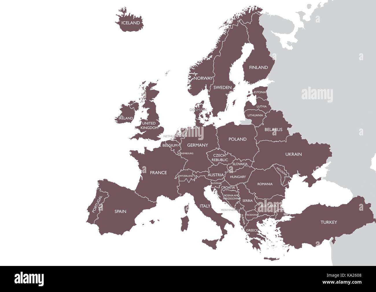 Europe detailed map with name. Vector illustration Stock Vector Image ...