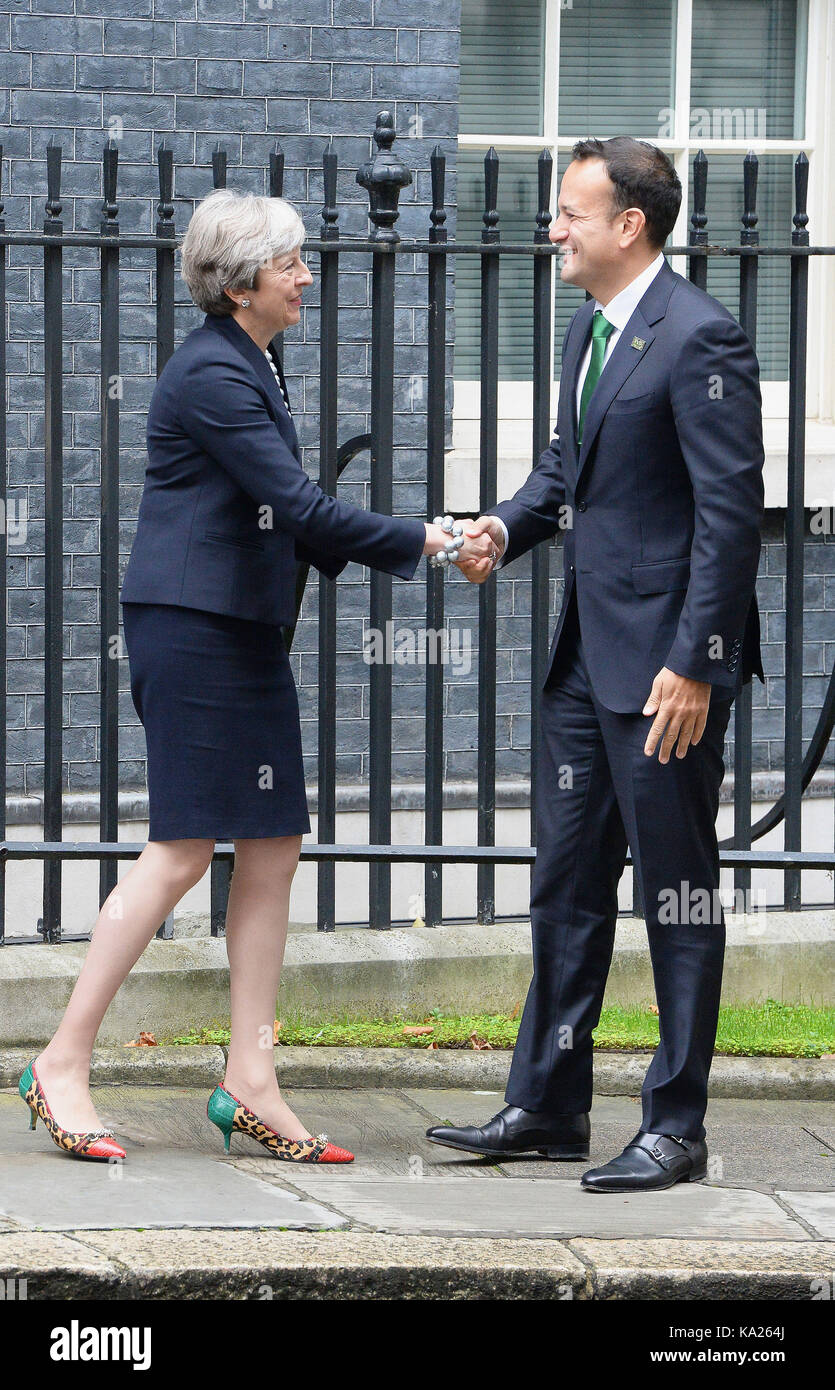 Prime Minister Theresa May greets Irish Taoiseach Leo Varadkar ahead of ...