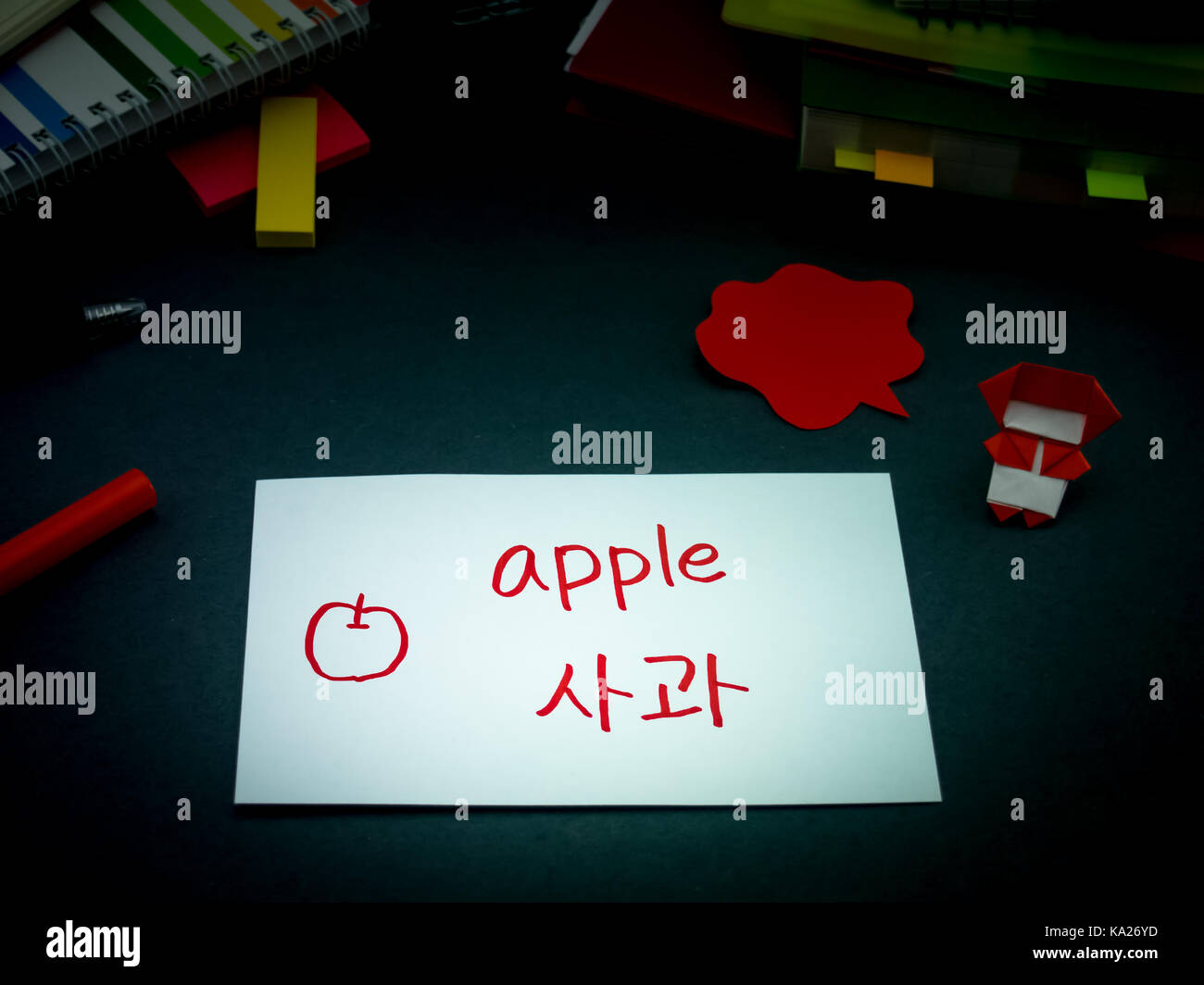 Learning New Language Making Original Flash Cards; Korean Stock Photo ...