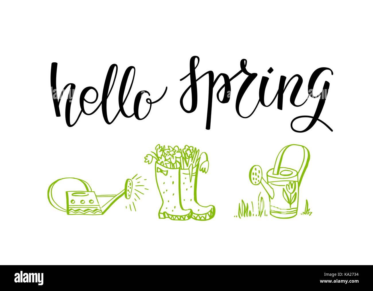 Hello spring green lettering Stock Vector Image & Art - Alamy