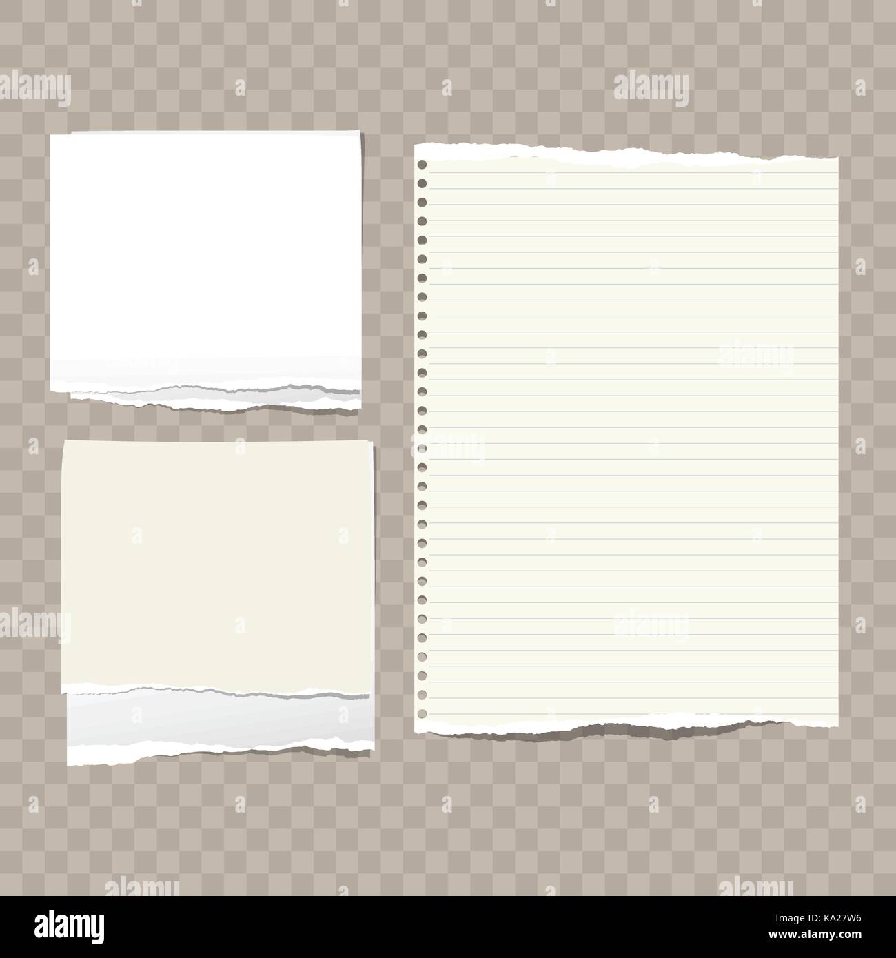 Note, notebook, copybook paper stuck on squared background Stock Vector ...