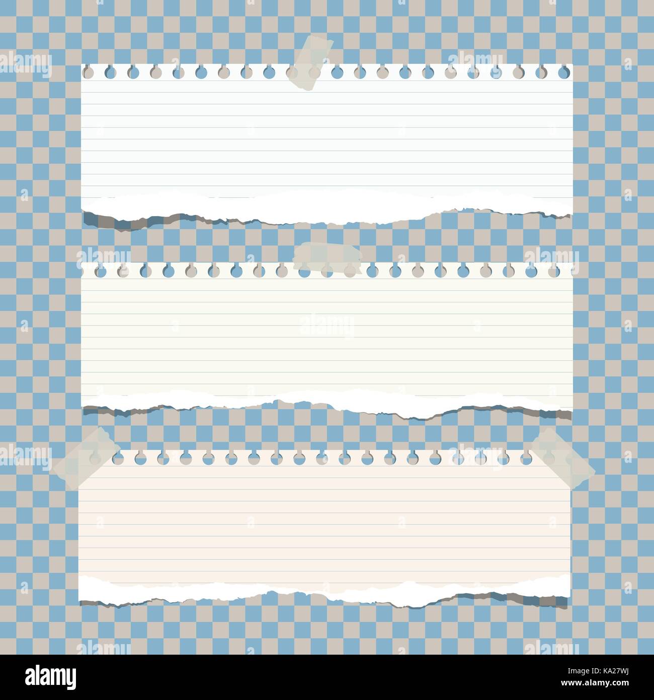 Note, notebook, copybook paper stuck with sticky tape on squared ...