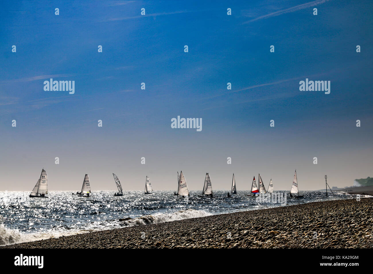 Downs Sailing Club on a glistening English Channel Stock Photo - Alamy