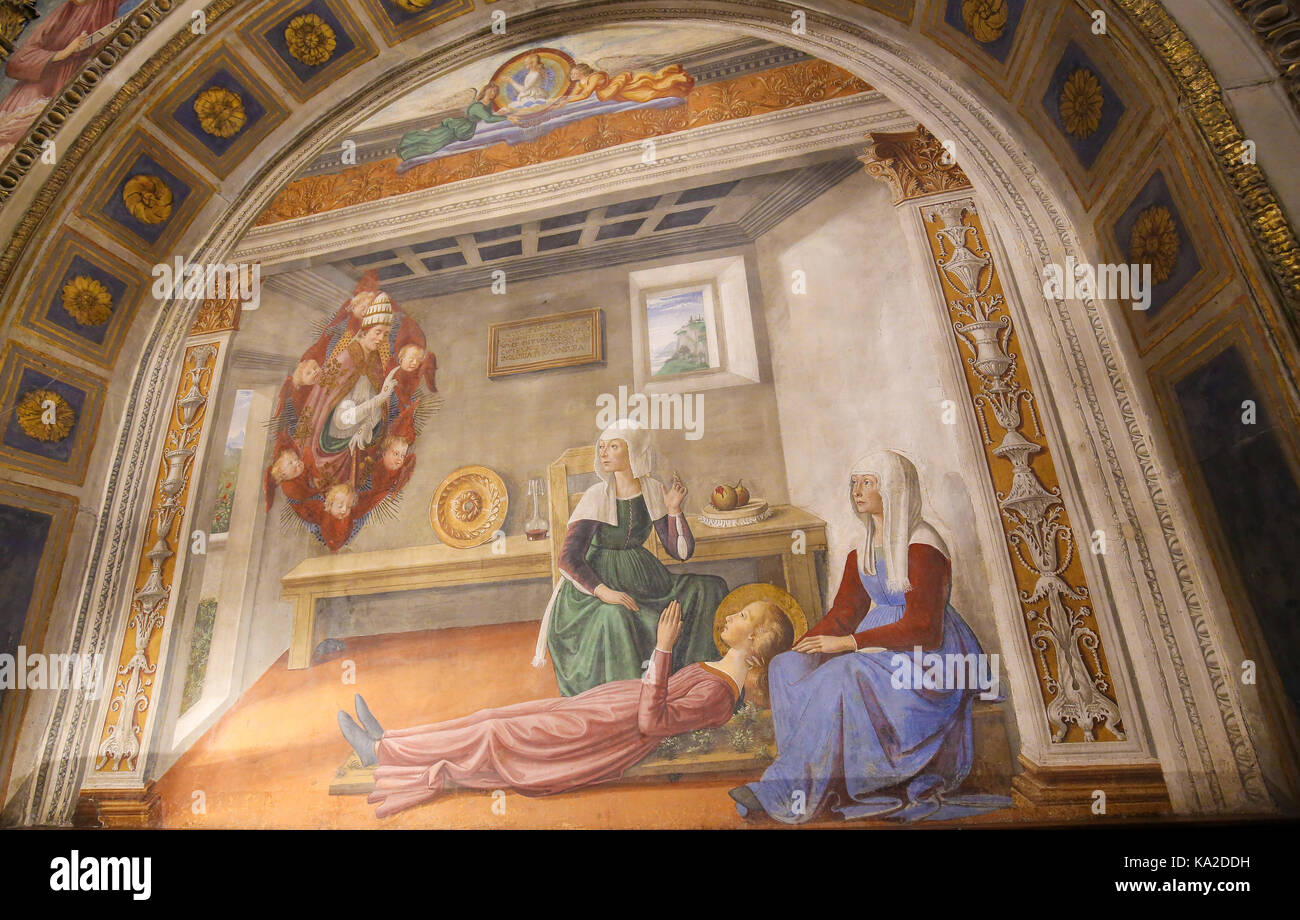 Fresco (1477) of the Announcement of Death to Saint Fina by Domenico ...