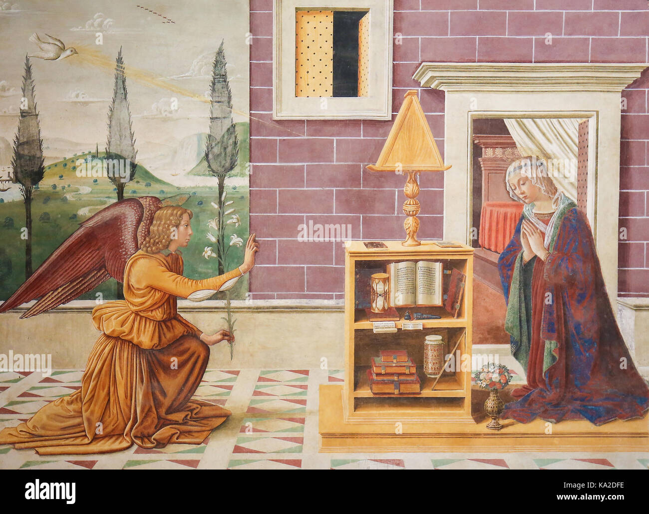 Fresco depicting The Annunciation, created by Sebastiano Mainardi in ...