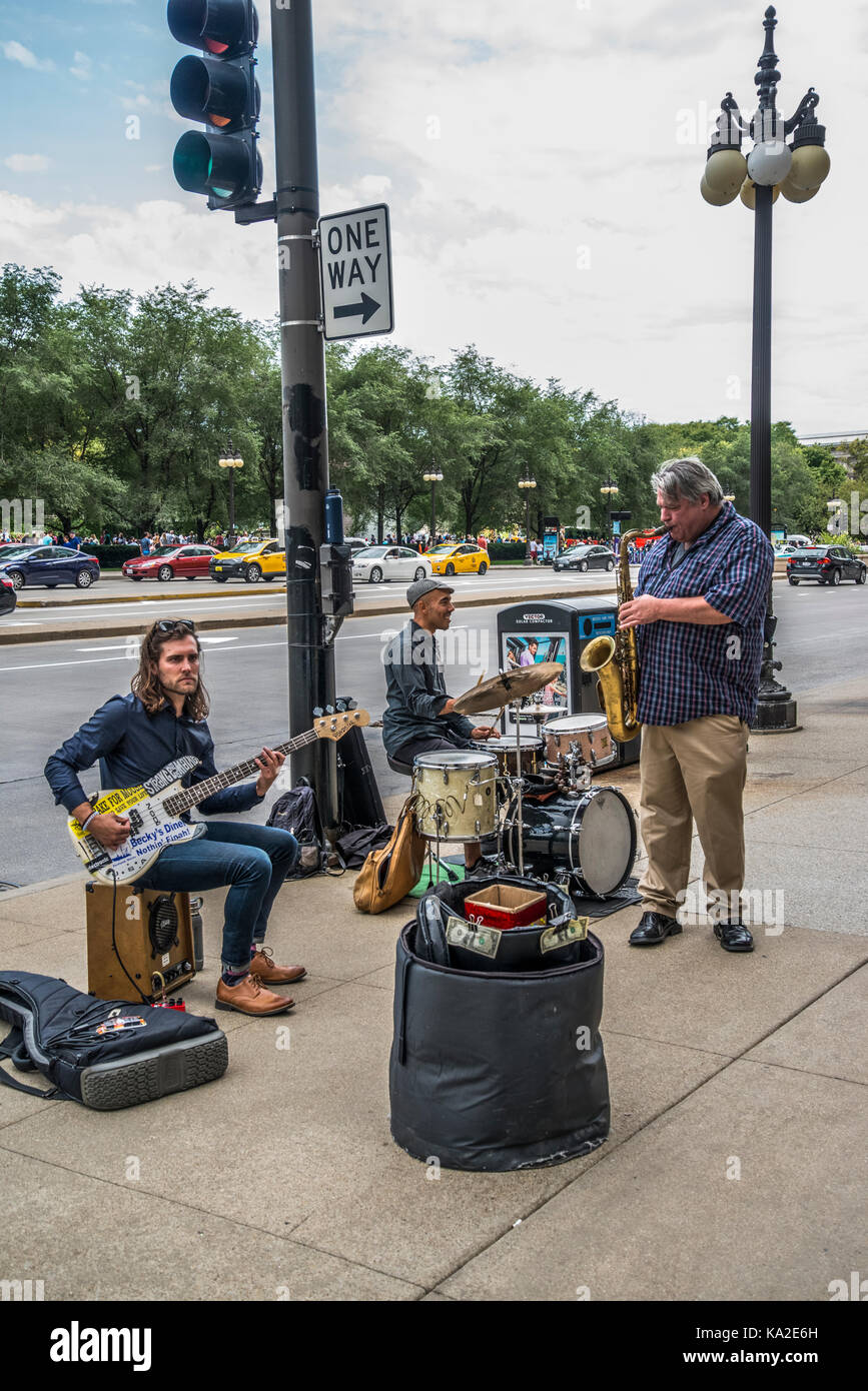 Chicago city street scene Stock Photo - Alamy