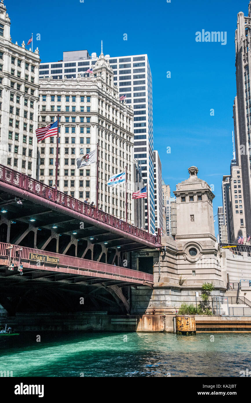 Chicago's famed bridges and city scape over the Chicago river Stock ...