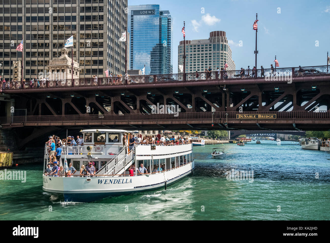 Chicago's famed bridges and city scape over the Chicago river Stock ...