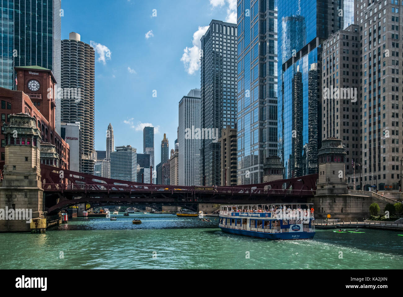 Chicago's famed bridges and city scape over the Chicago river Stock ...