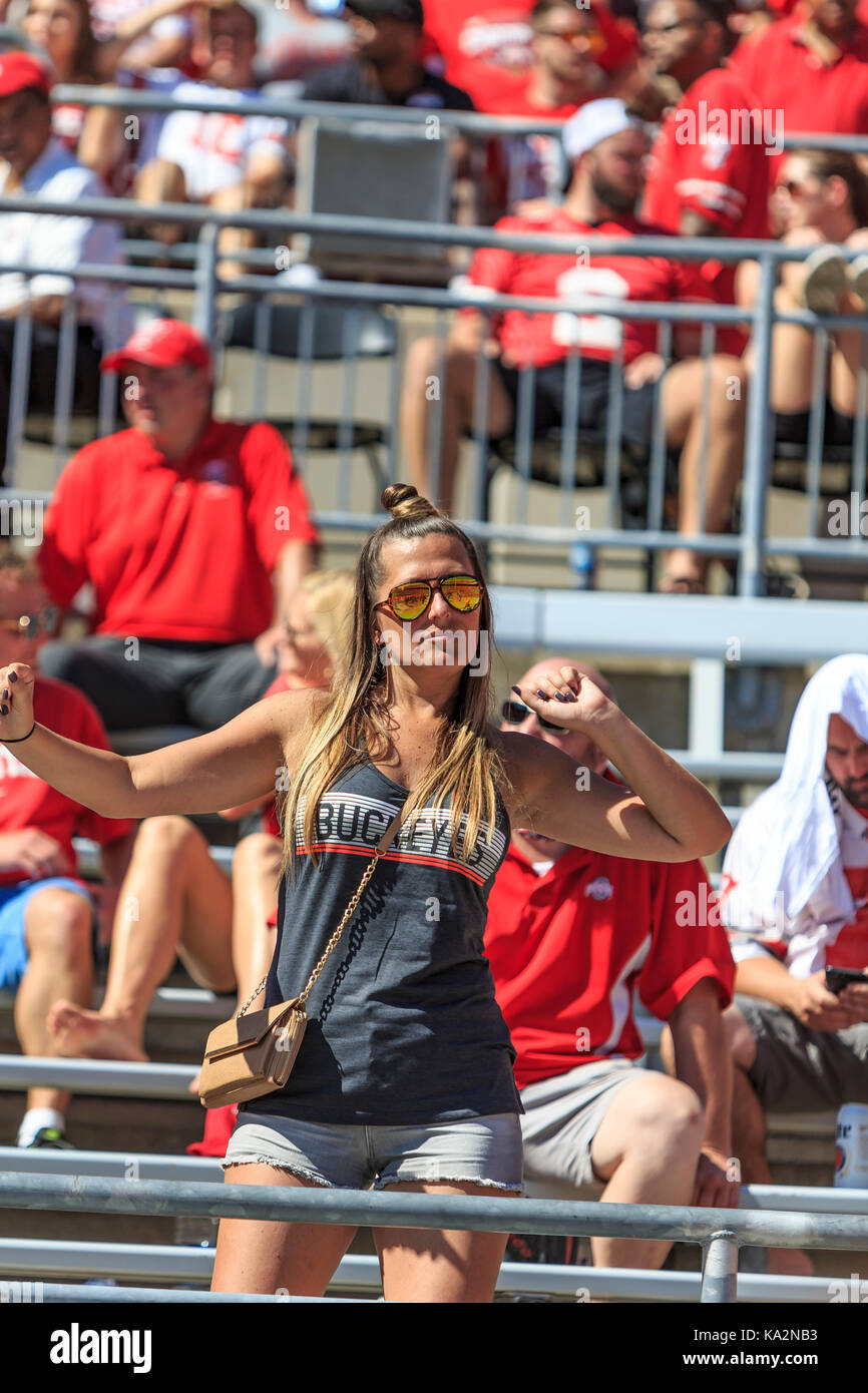 Columbus, Ohio, USA. 23rd Sep, 2017. Ohio State Buckeyes fan dancing in ...