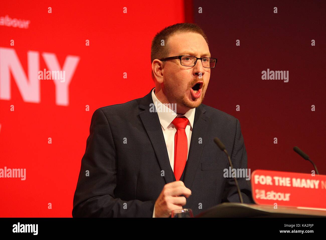 UK. 24th September, 2017. Andrew Gwynn MP for Denton & Reddish at the ...
