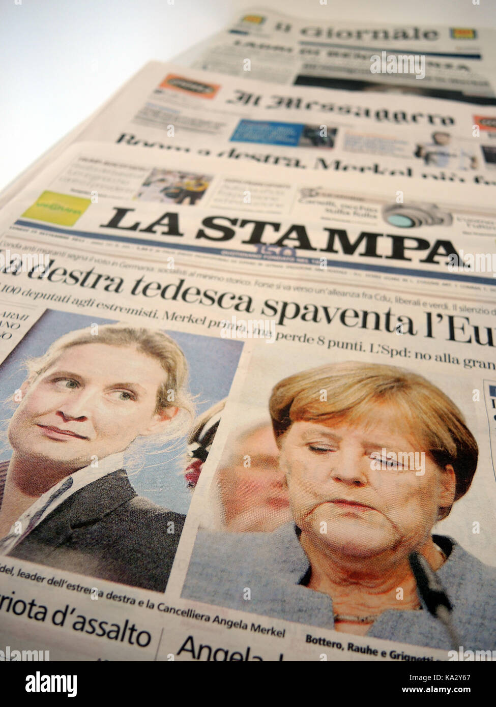 Rome, Italy. 25th Sep, 2017. Italian newspapers including the liberal ...