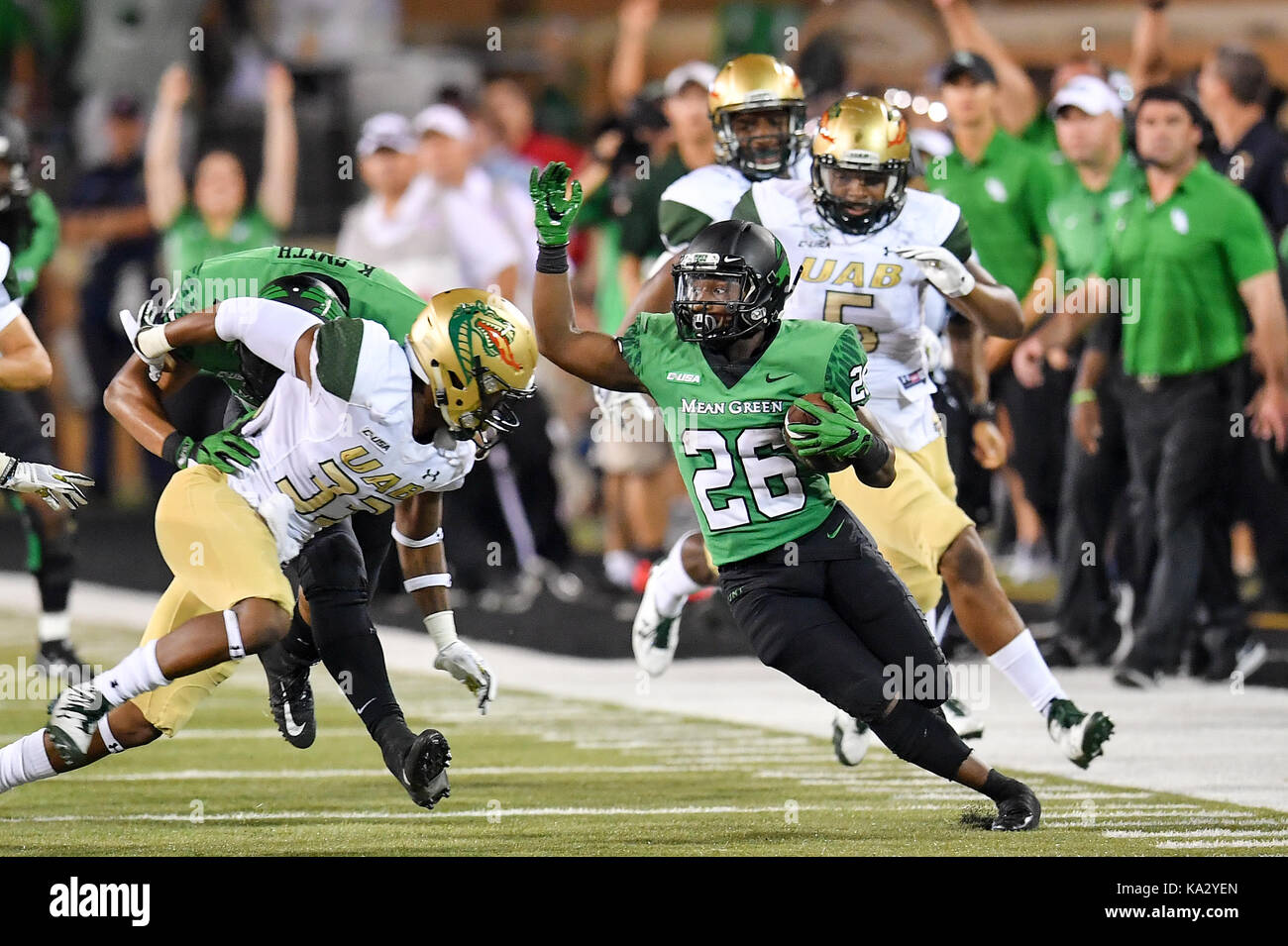September 23, 2017: .North Texas Mean Green running back Evan Johnson ...
