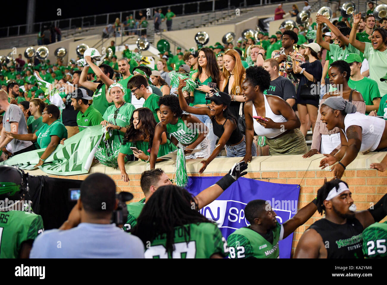 September 23, 2017: .North Texas fans celebrates with players after an ...