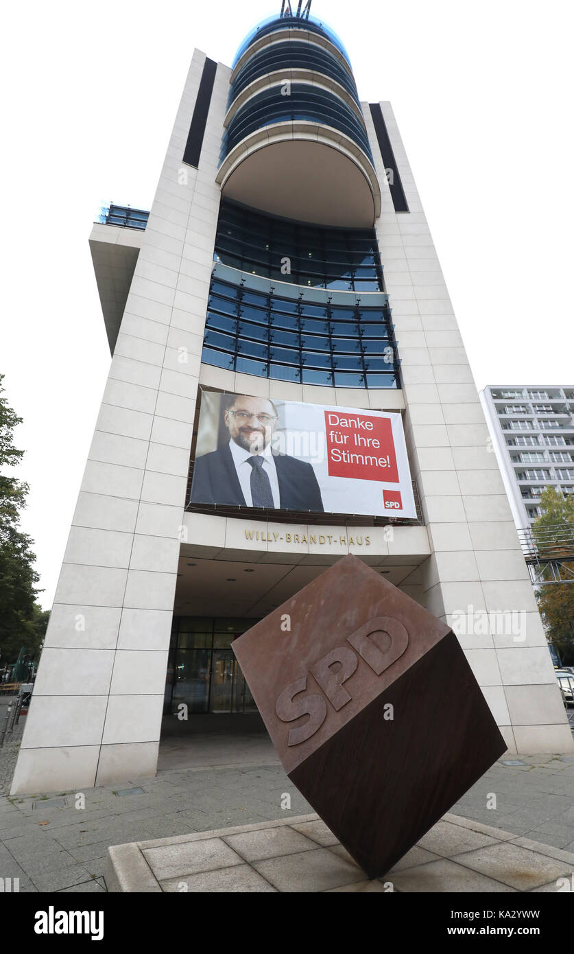 Berlin, Germany. 25th Sep, 2017. Willy Brandt House, the SPD's ...