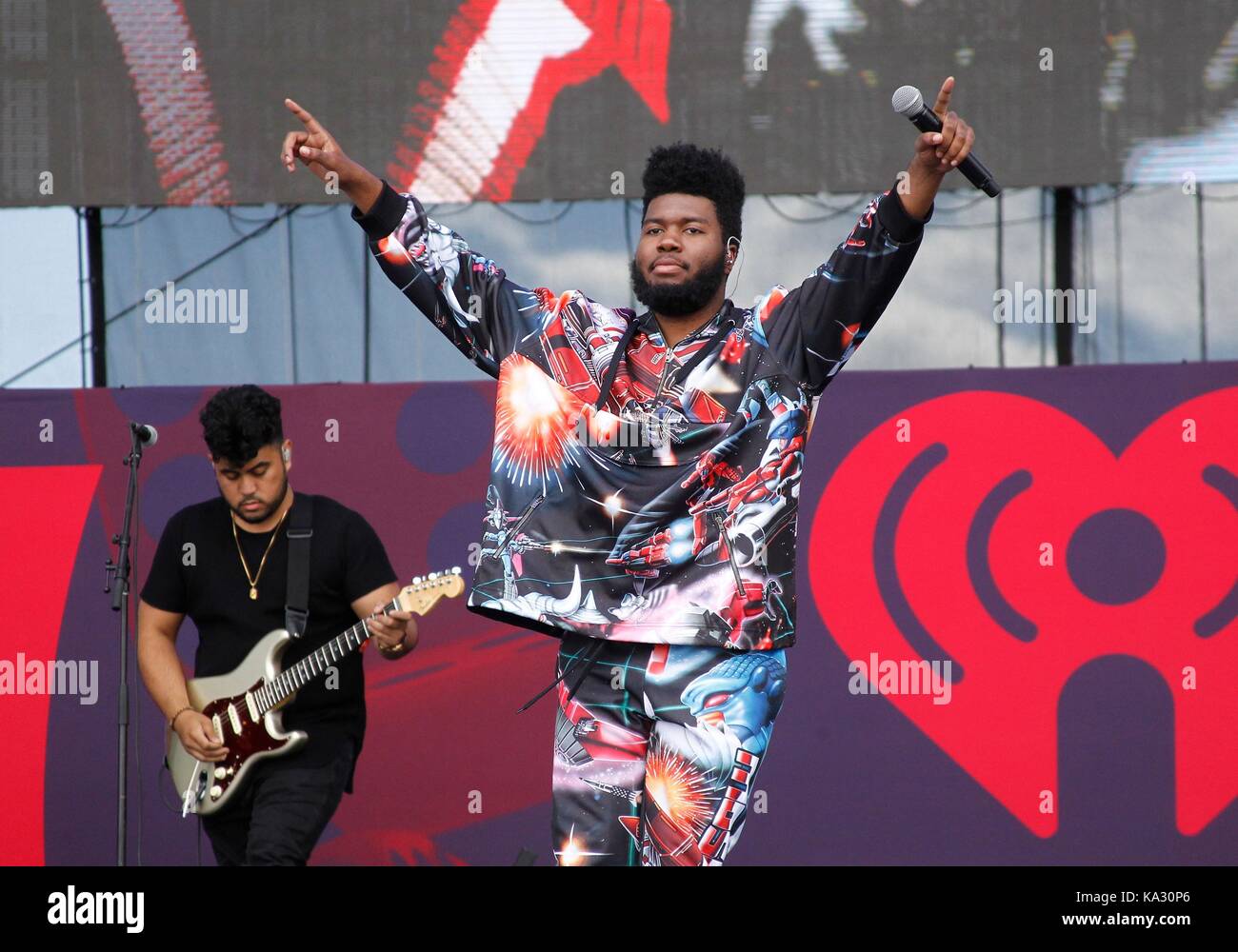 Khalid on stage for iHeartRadio Music Festival and Daytime Village ...