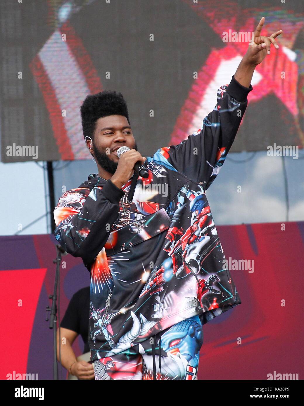 Khalid on stage for iHeartRadio Music Festival and Daytime Village ...