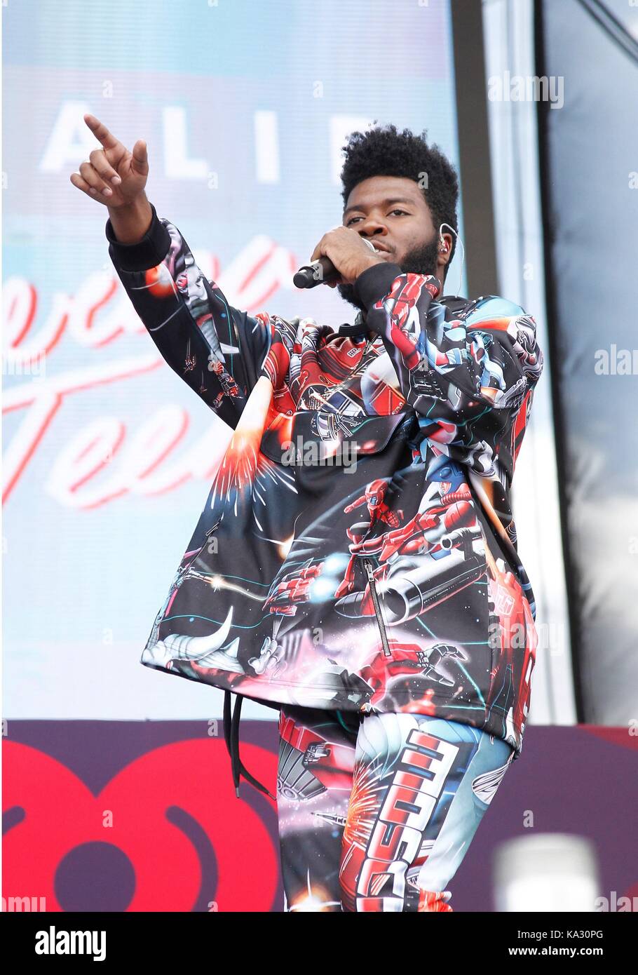 Khalid on stage for iHeartRadio Music Festival and Daytime Village ...