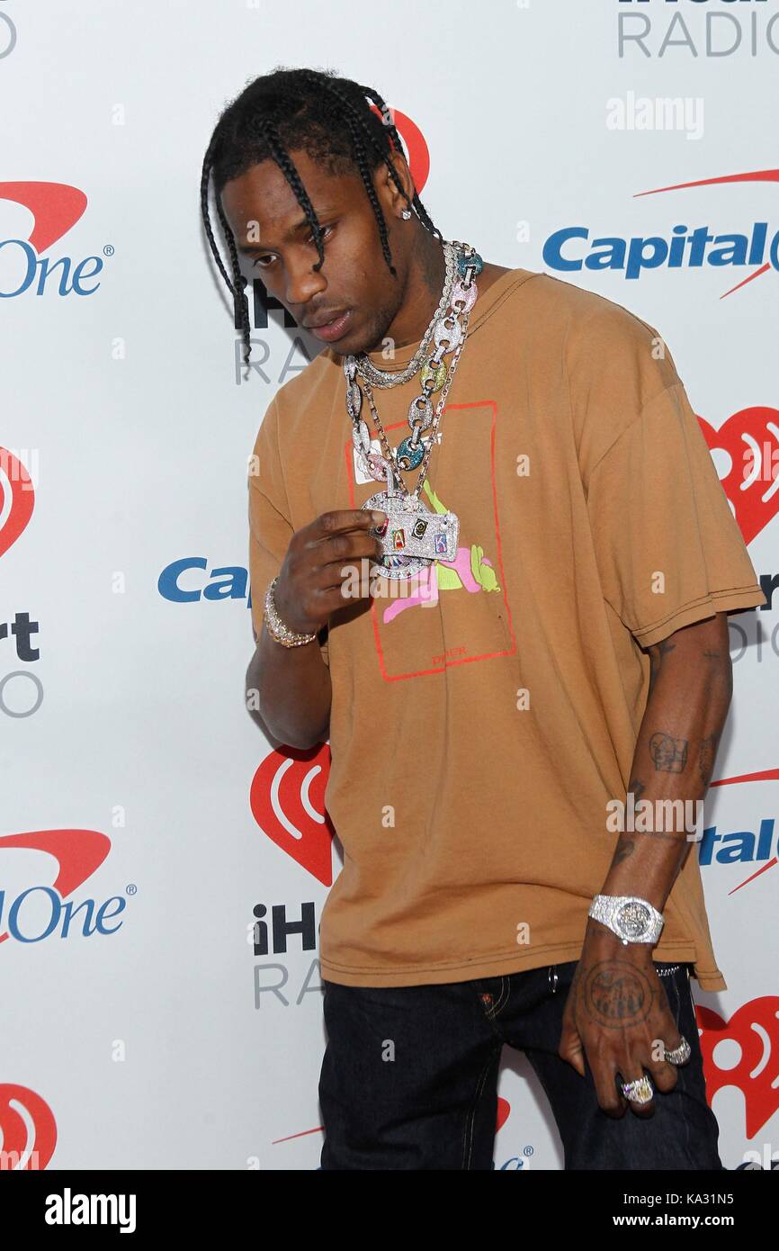 Travis Scott on stage for iHeartRadio Music Festival and Daytime ...