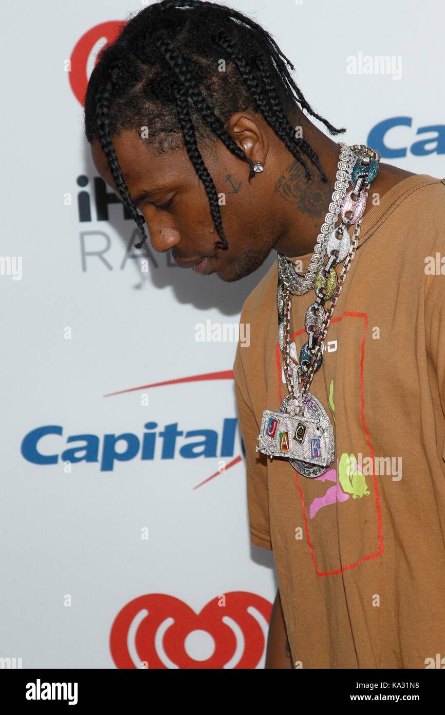 Travis Scott on stage for iHeartRadio Music Festival and Daytime ...
