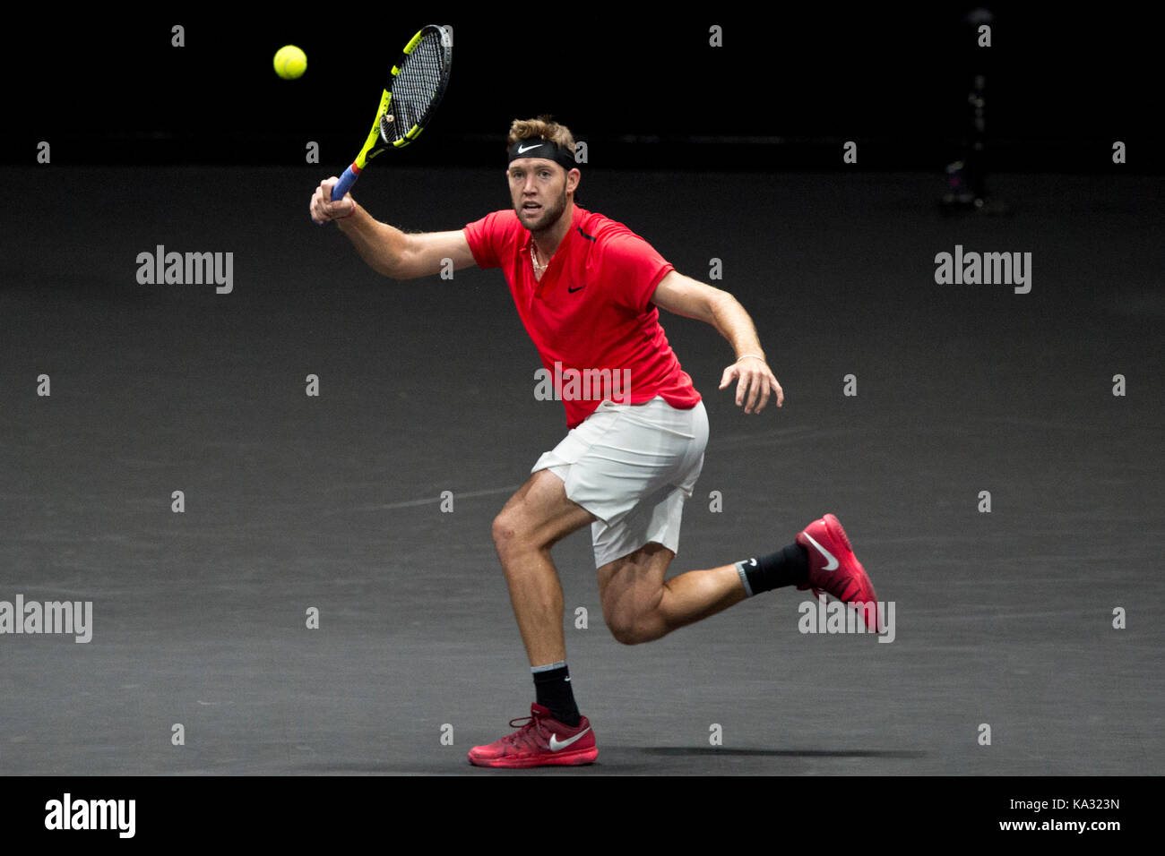 US tennis player JACK SOCK (Team World) in action during the 6th match ...