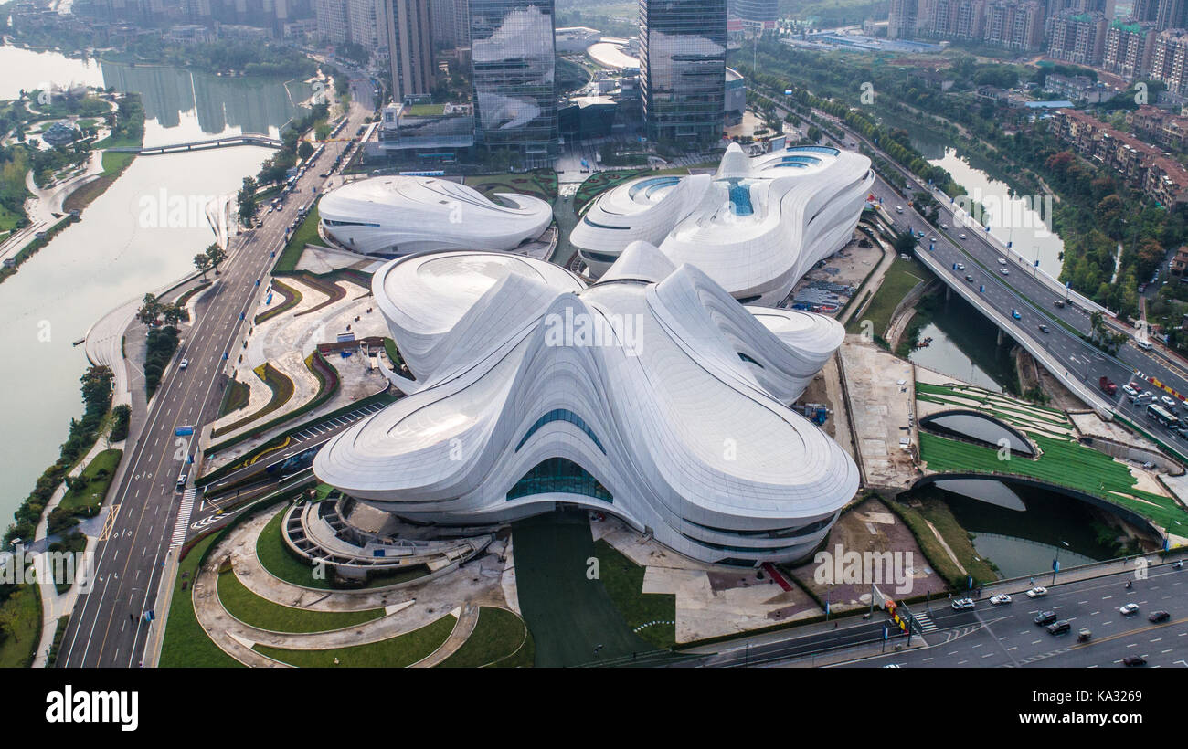 Changsha. 24th Sep, 2017. Aerial photo taken on Sept. 24, 2017 shows ...