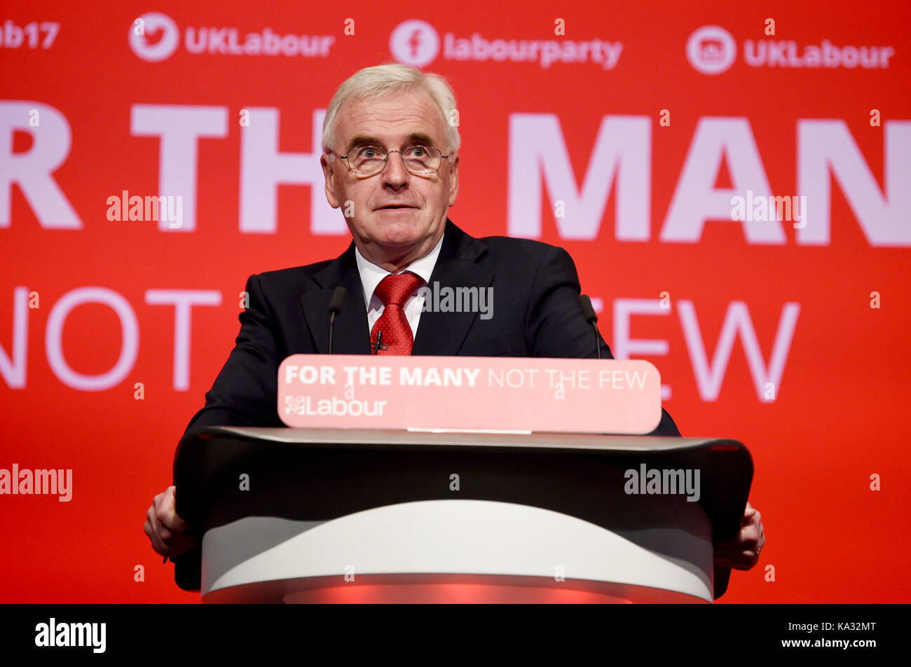 Brighton, UK. 25th Sep, 2017. John McDonnell Labour MP for Hayes and ...