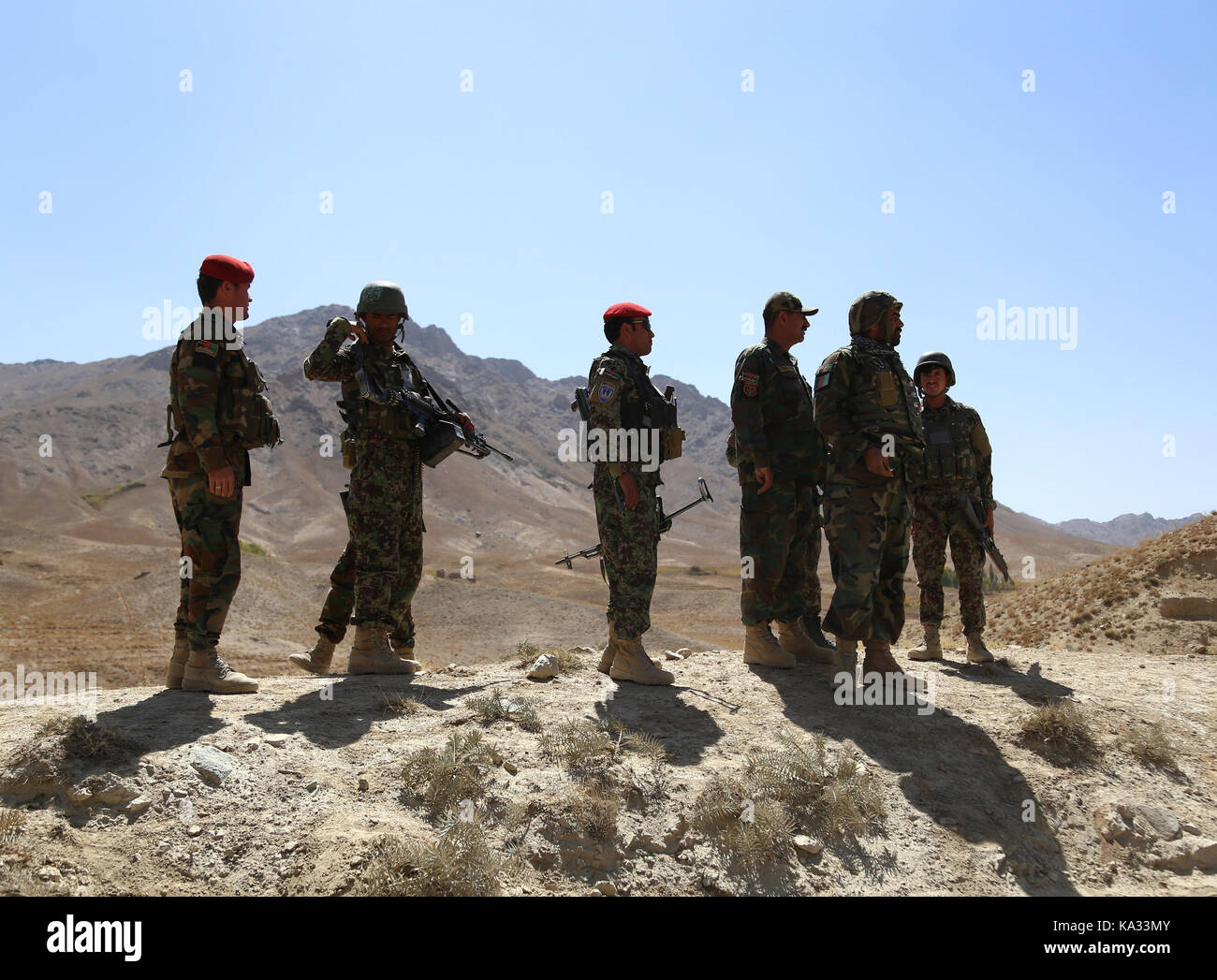 Jaghato. 24th Sep, 2017. Afghan security members take part in a ...