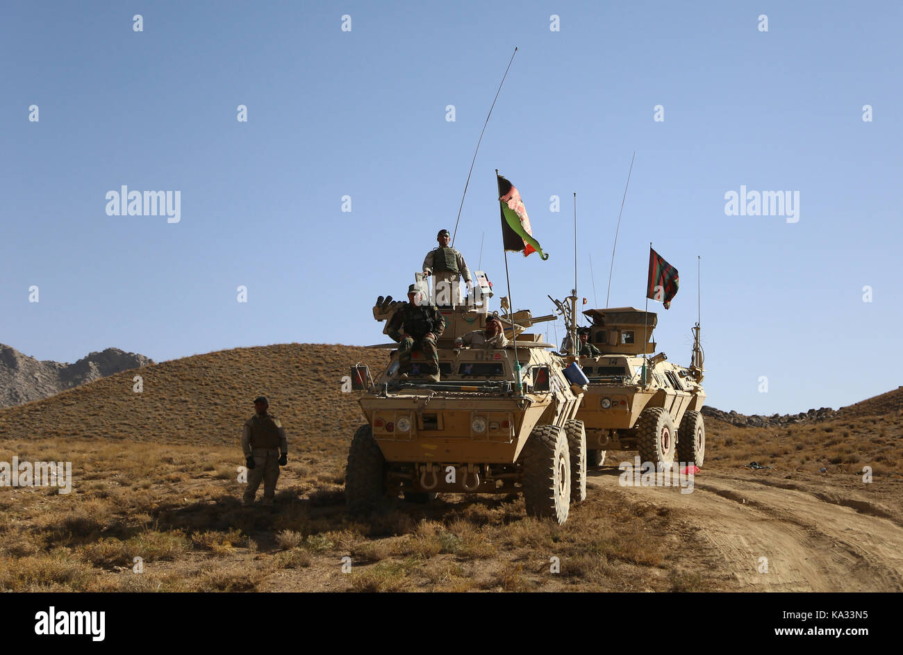 Jaghato. 24th Sep, 2017. Afghan security members take part in a ...