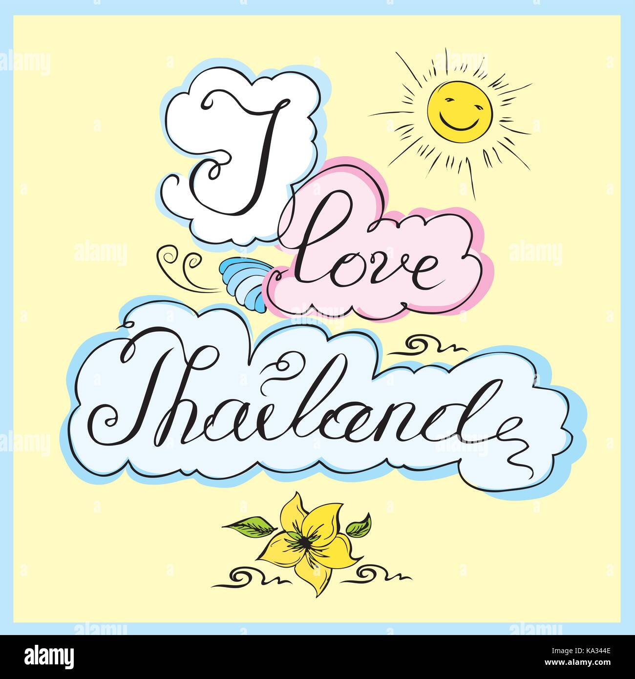 I love Thailand background, hand drawing, vector illustration Stock ...