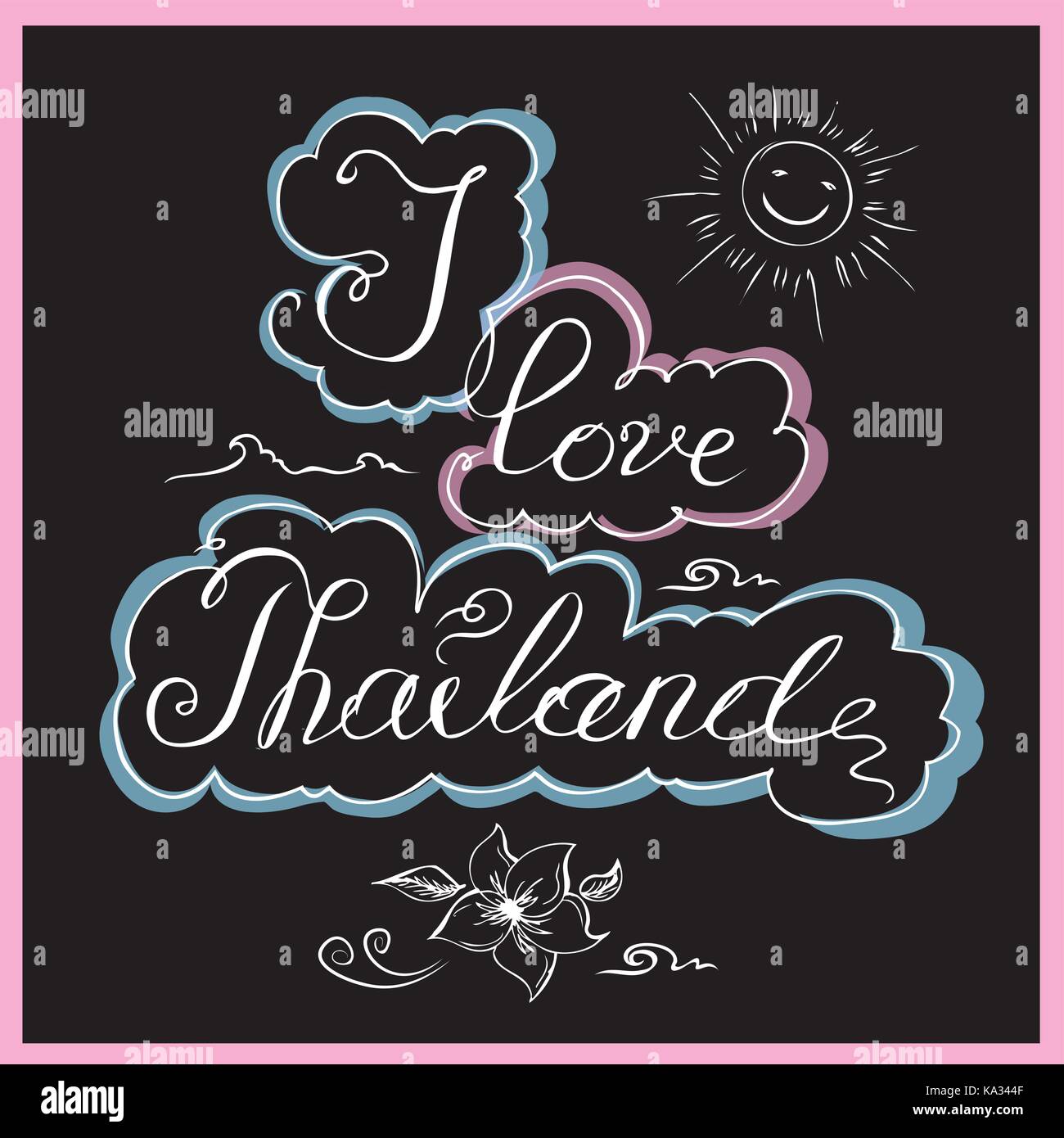 I love Thailand background, hand drawing, vector illustration Stock ...