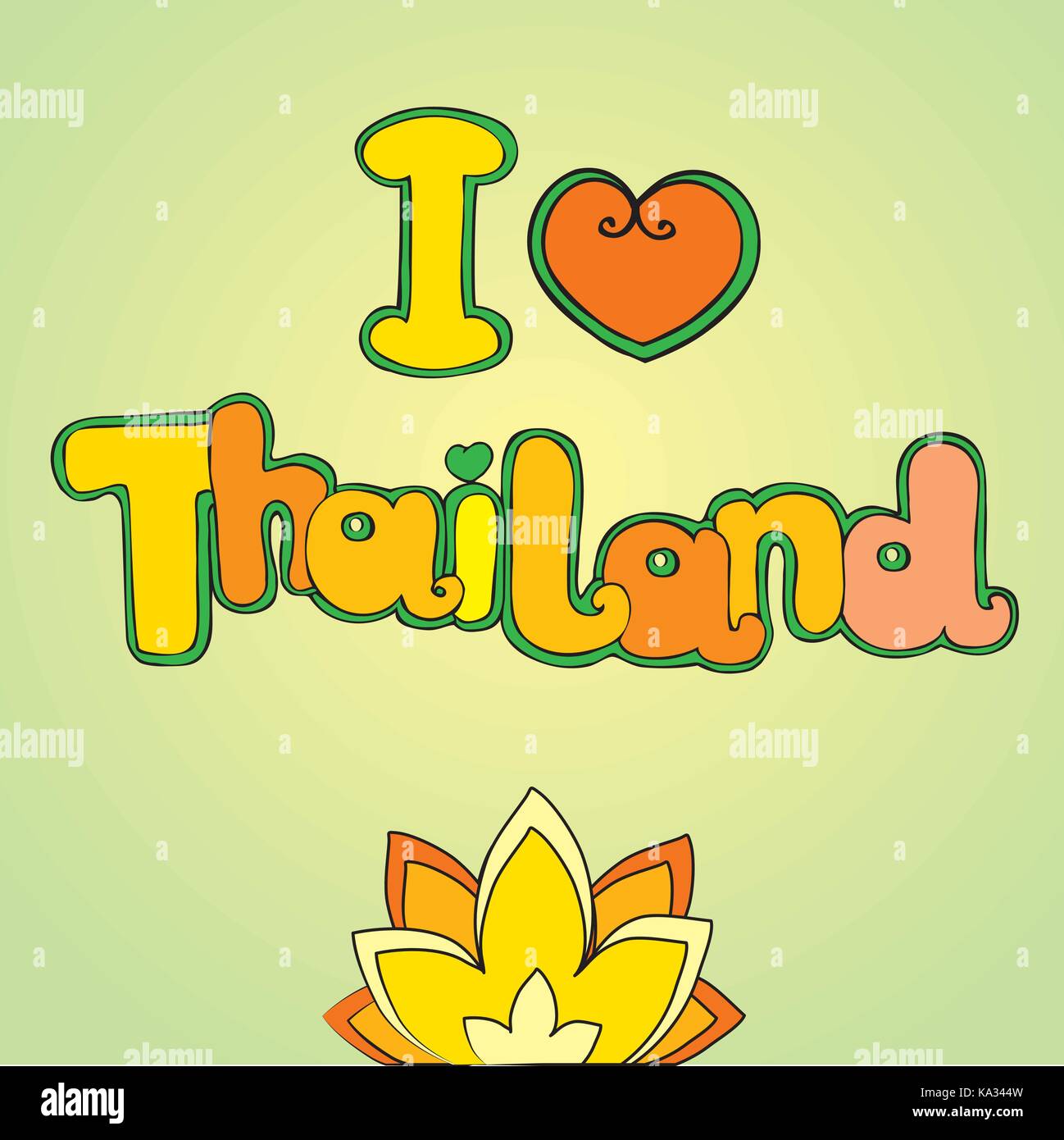 I love Thailand background, hand drawing, vector illustration Stock ...