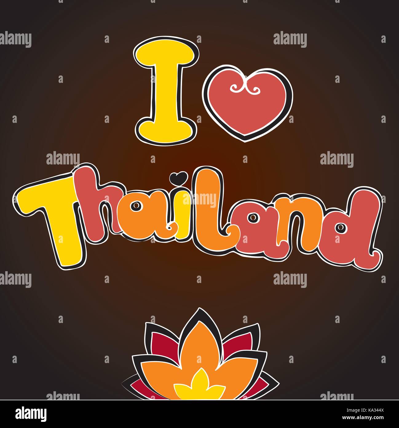 I love Thailand background, hand drawing, vector illustration Stock ...