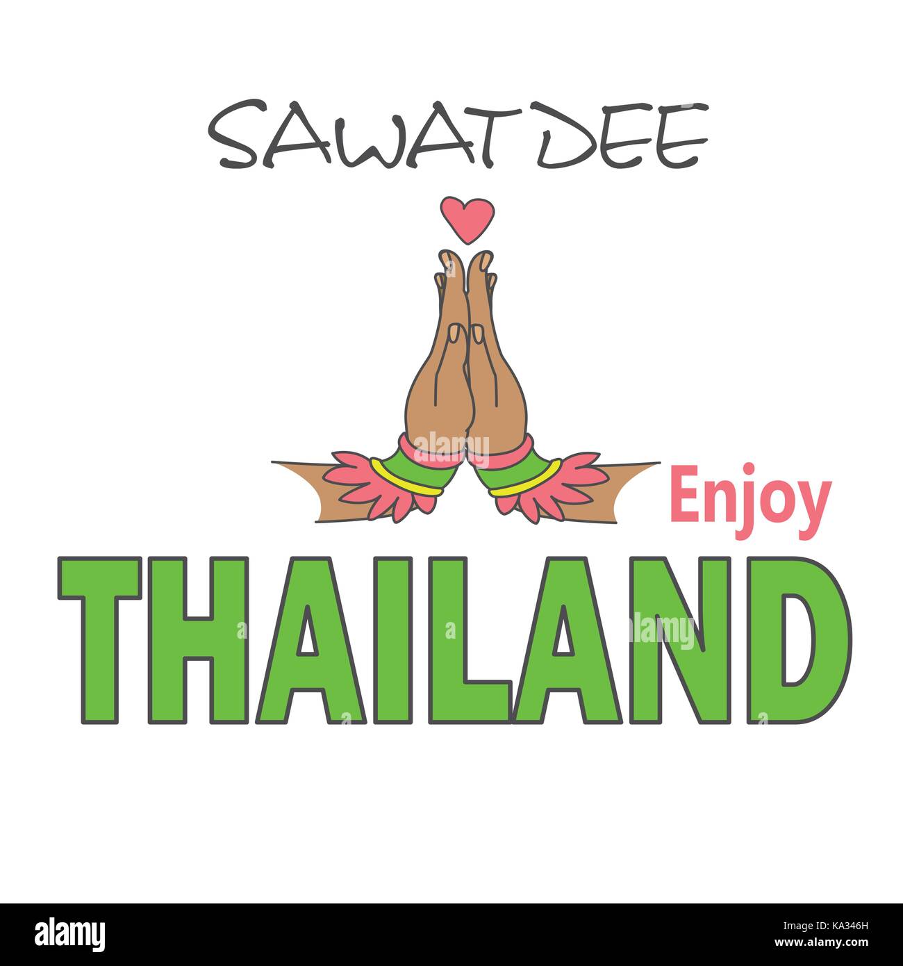 Two hand,cartoon thai welcome sawatdee, vector Stock Vector Image & Art ...