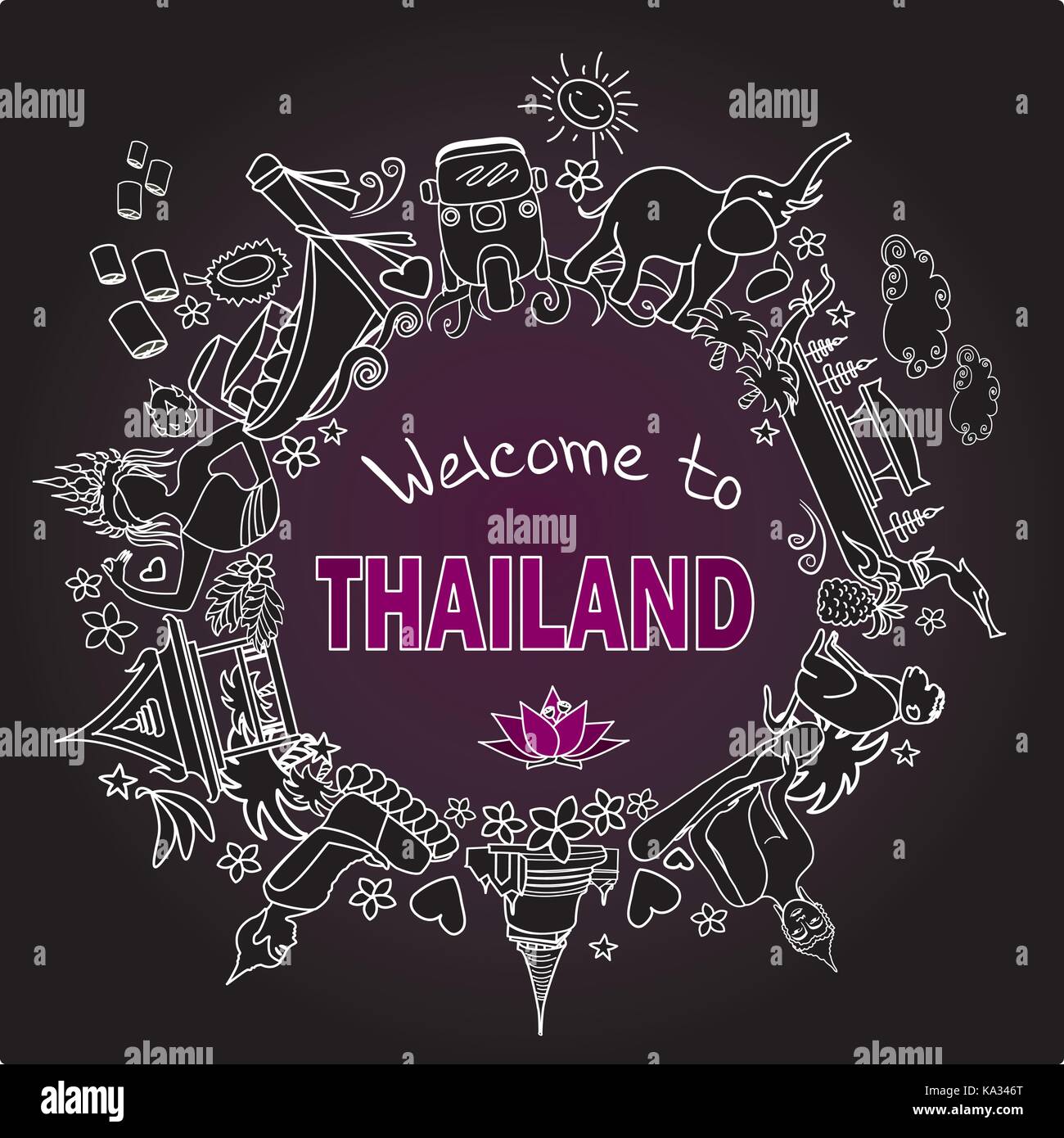 Welcome to Thailand . Set Thai color vector icons and symbols , vector ...
