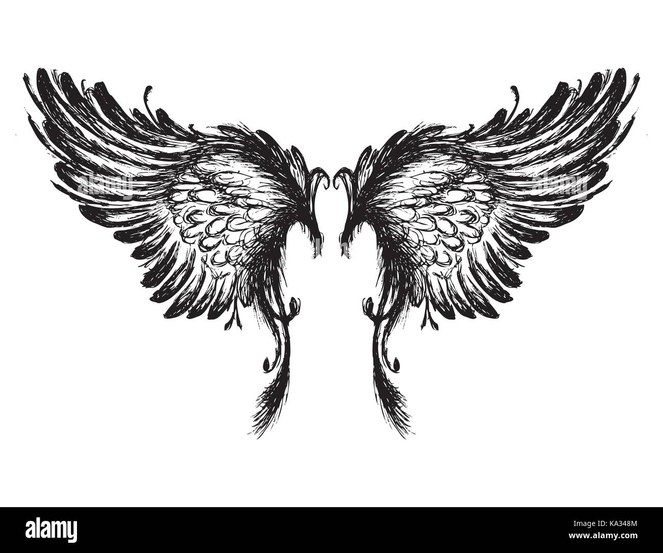 Wings isolated on white background,hand drawing, vector illustration ...