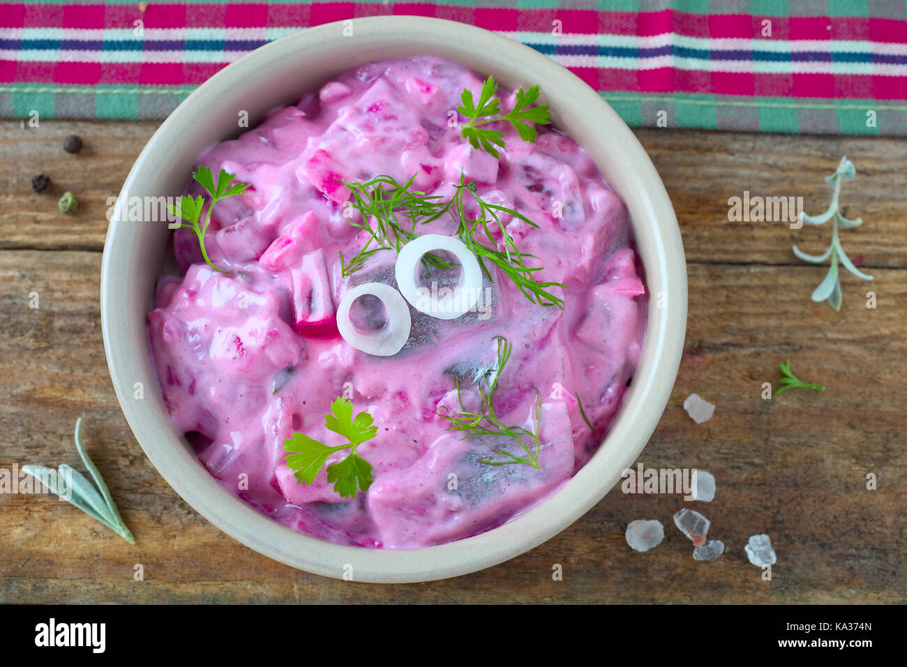 Herring Beetroot Salad Stock Photo - Alamy